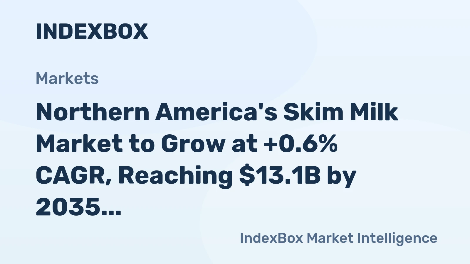Northern America's Skim Milk Market to Grow at +0.6% CAGR, Reaching $13.1B by 2035