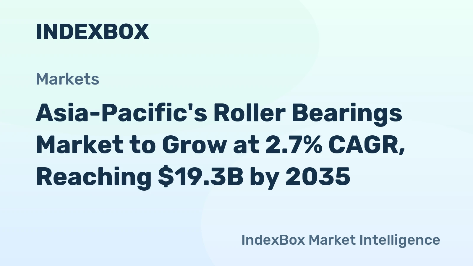 Asia-Pacific's Roller Bearings Market to Grow at 2.7% CAGR, Reaching $19.3B by 2035