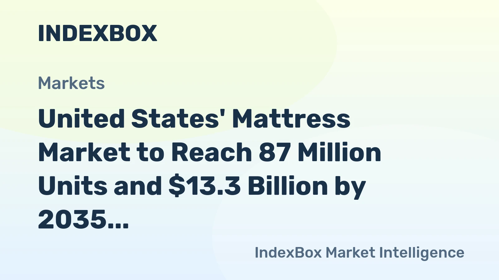 United States' Mattress Market to Reach 87 Million Units and $13.3 Billion by 2035