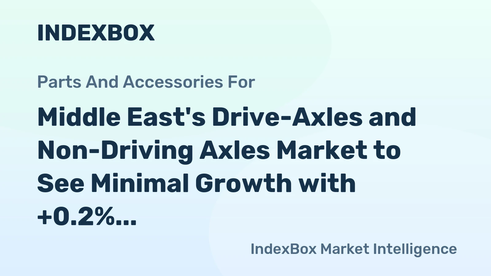 Middle East's Drive-Axles and Non-Driving Axles Market to See Minimal Growth with +0.2% CAGR
