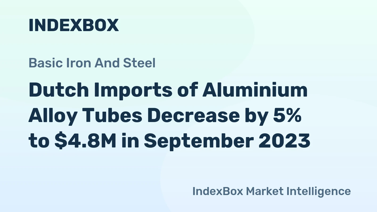 Dutch Imports of Aluminium Alloy Tubes Decrease by 5% to $4.8M in September 2023
