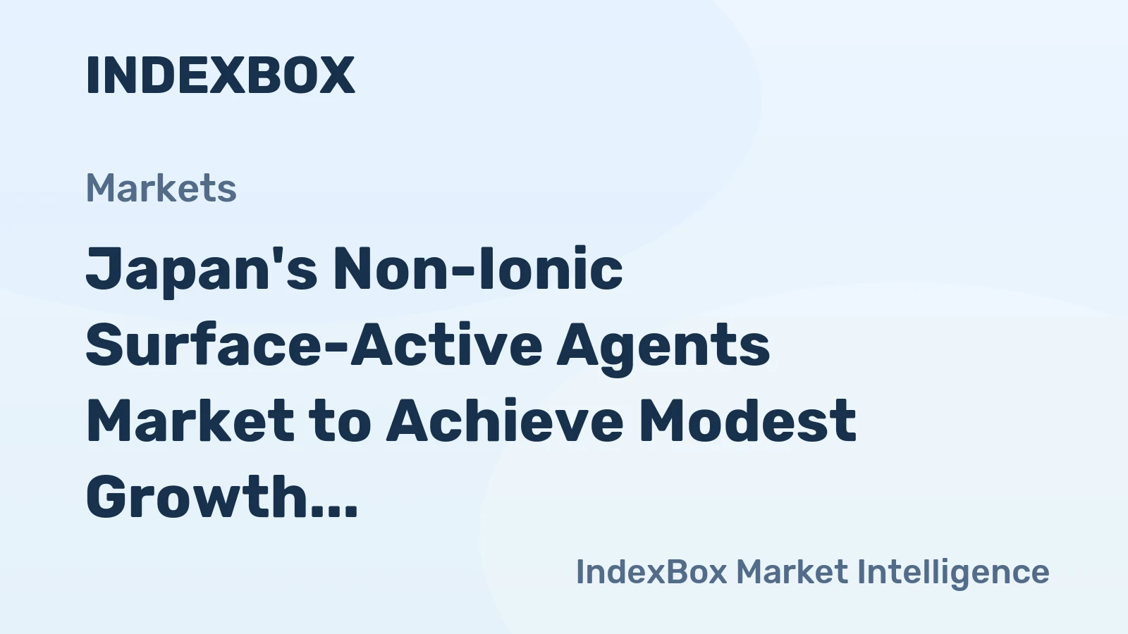 Japan's Non-Ionic Surface-Active Agents Market to Achieve Modest Growth with +0.9% CAGR