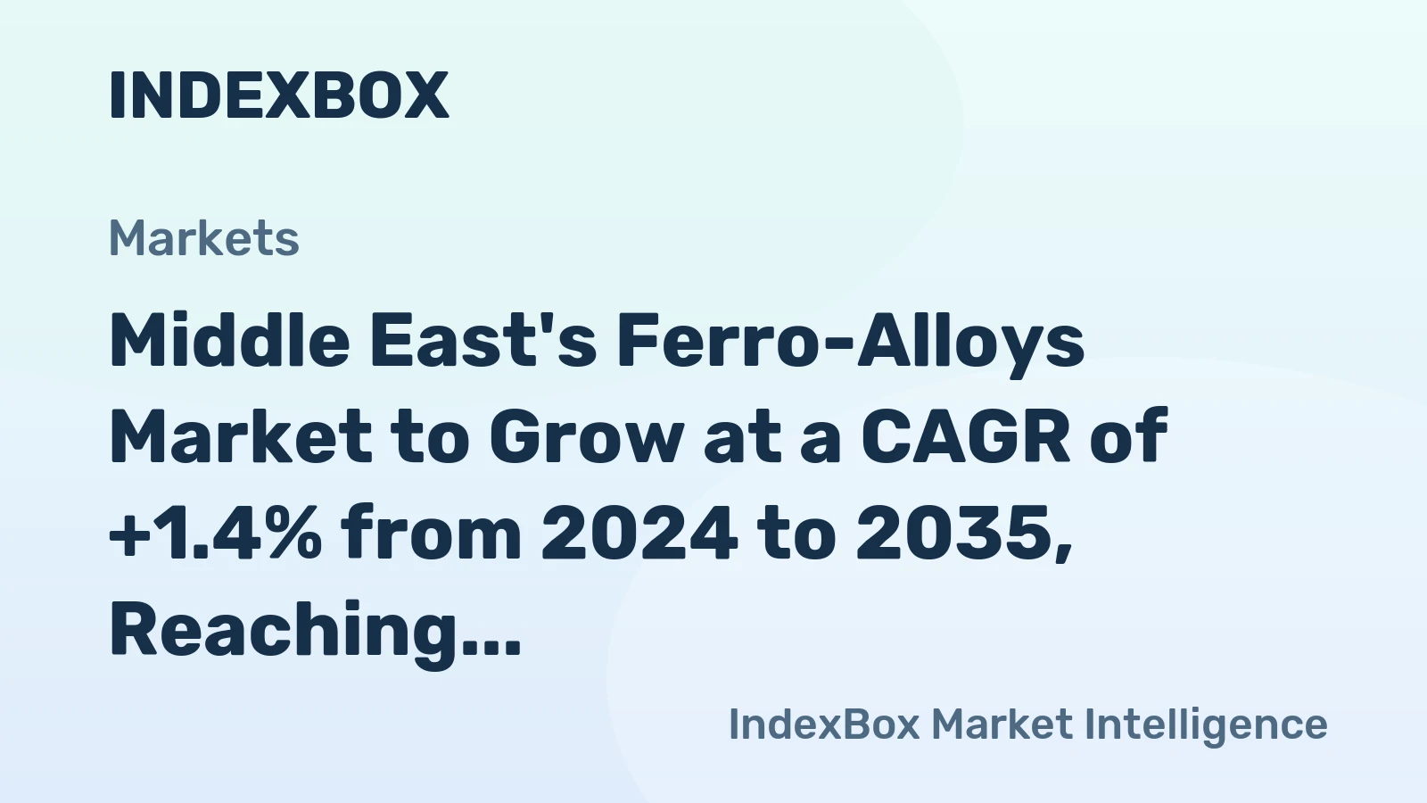 Middle East's Ferro-Alloys Market to Grow at a CAGR of +1.4% from 2024 to 2035, Reaching 9.4M Tons
