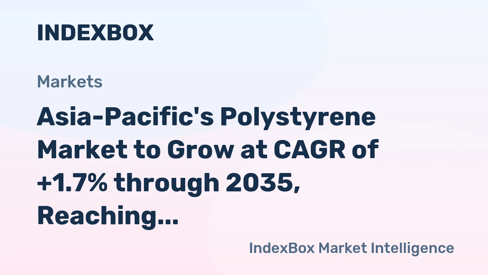 Asia-Pacific's Polystyrene Market to Grow at CAGR of +1.7% through 2035, Reaching $21.3B in Value