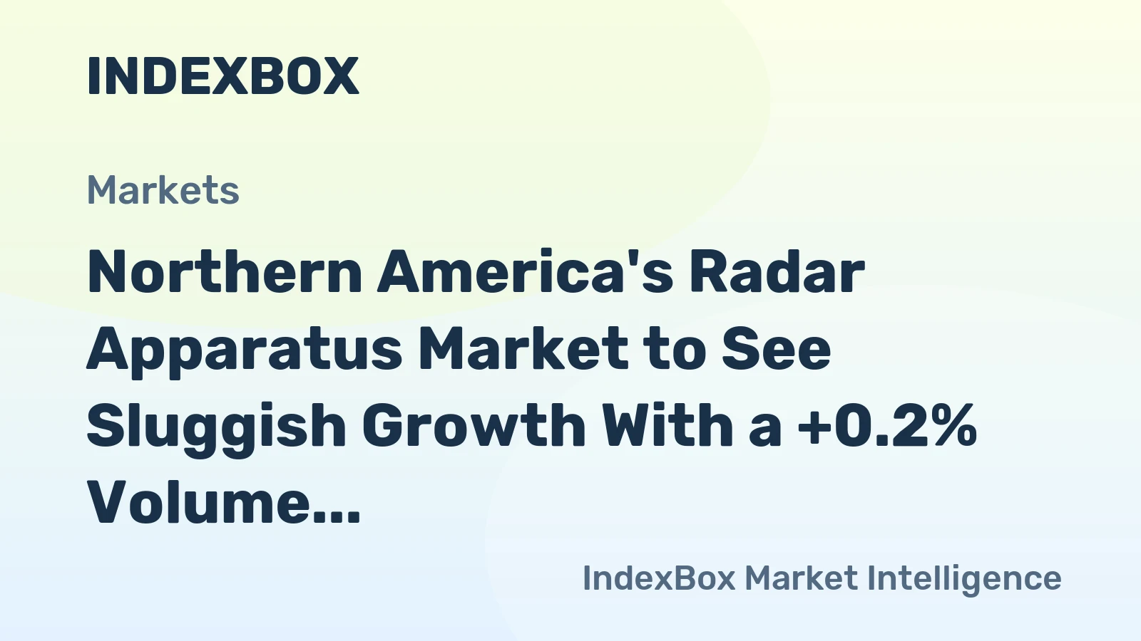 Northern America's Radar Apparatus Market to See Sluggish Growth With a +0.2% Volume CAGR