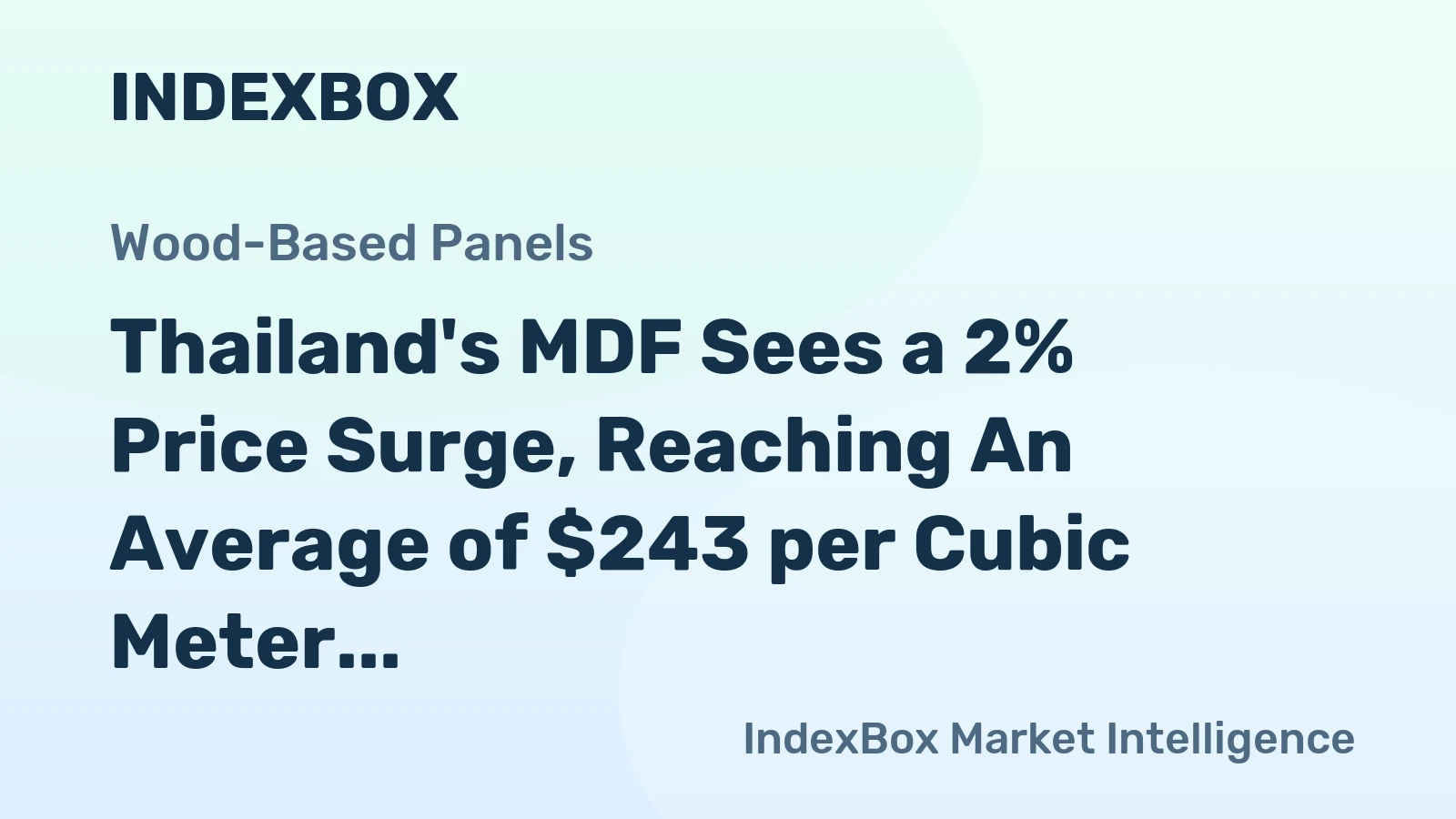 Thailand's MDF Sees a 2% Price Surge, Reaching An Average of $243 per Cubic Meter.