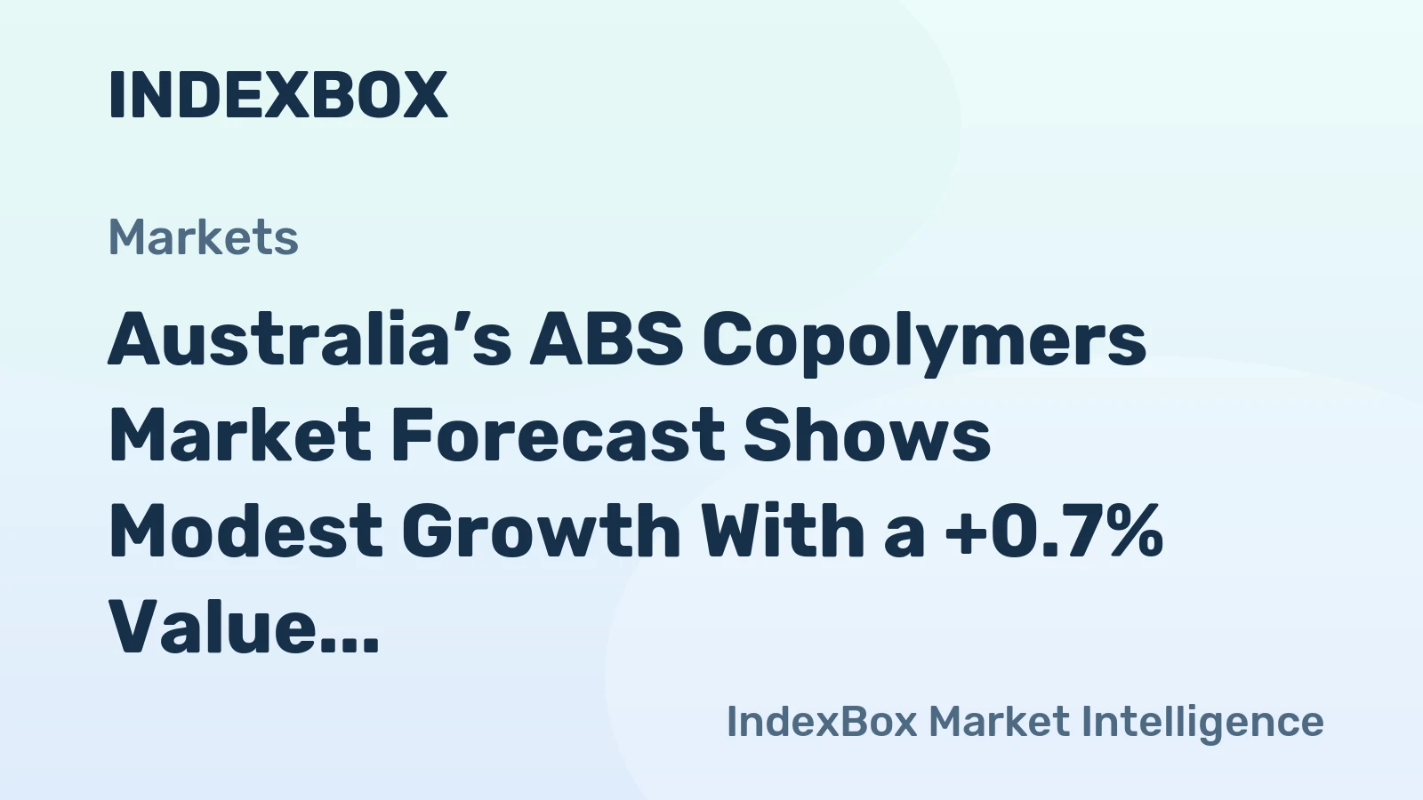 Australia’s ABS Copolymers Market Forecast Shows Modest Growth With a +0.7% Value CAGR