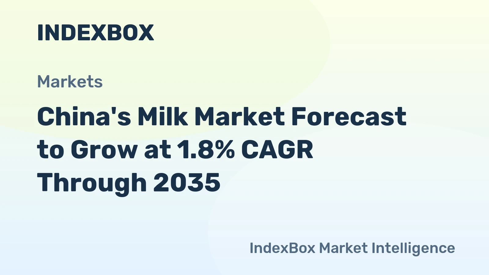 China's Milk Market Forecast to Grow at 1.8% CAGR Through 2035
