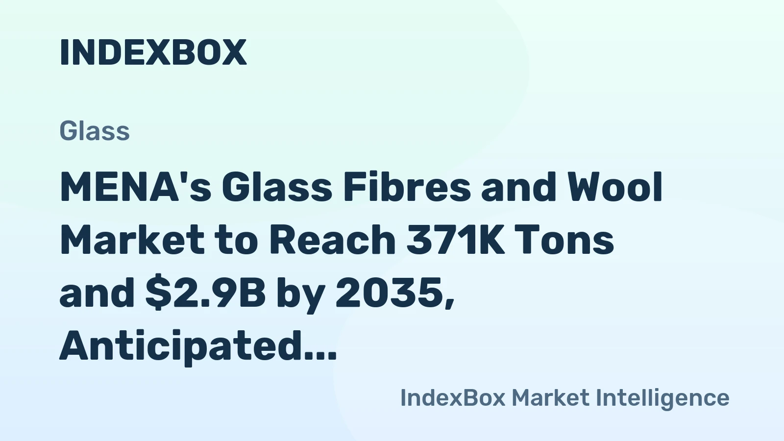 MENA's Glass Fibres and Wool Market to Reach 371K Tons and $2.9B by 2035, Anticipated +1.8% and +2.1% CAGR, Respectively