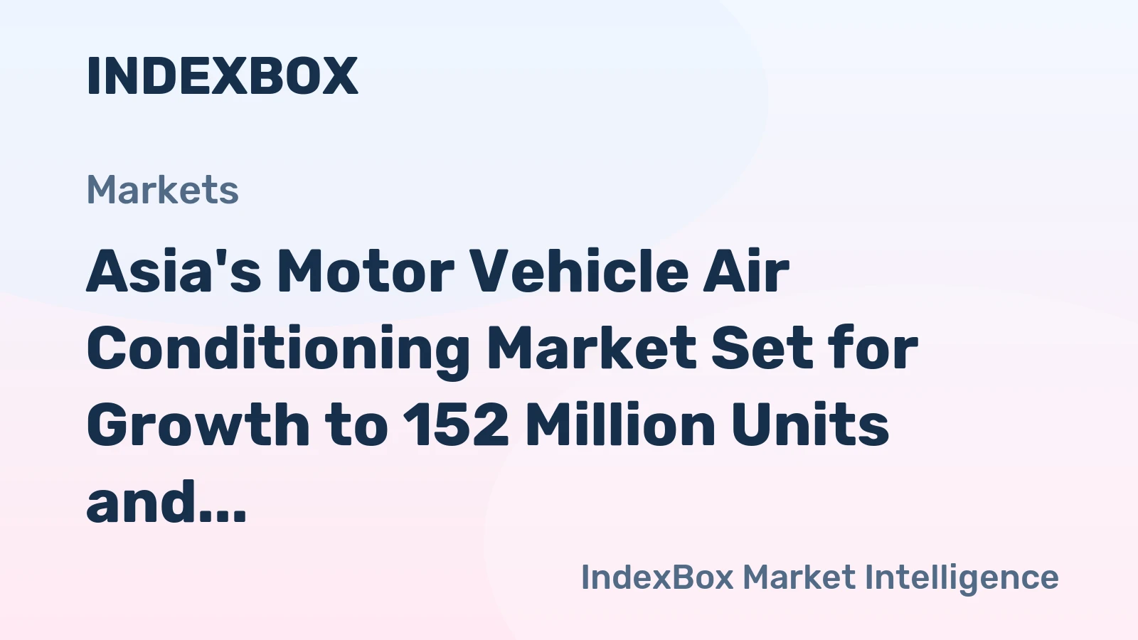 Asia's Motor Vehicle Air Conditioning Market Set for Growth to 152 Million Units and $20 Billion