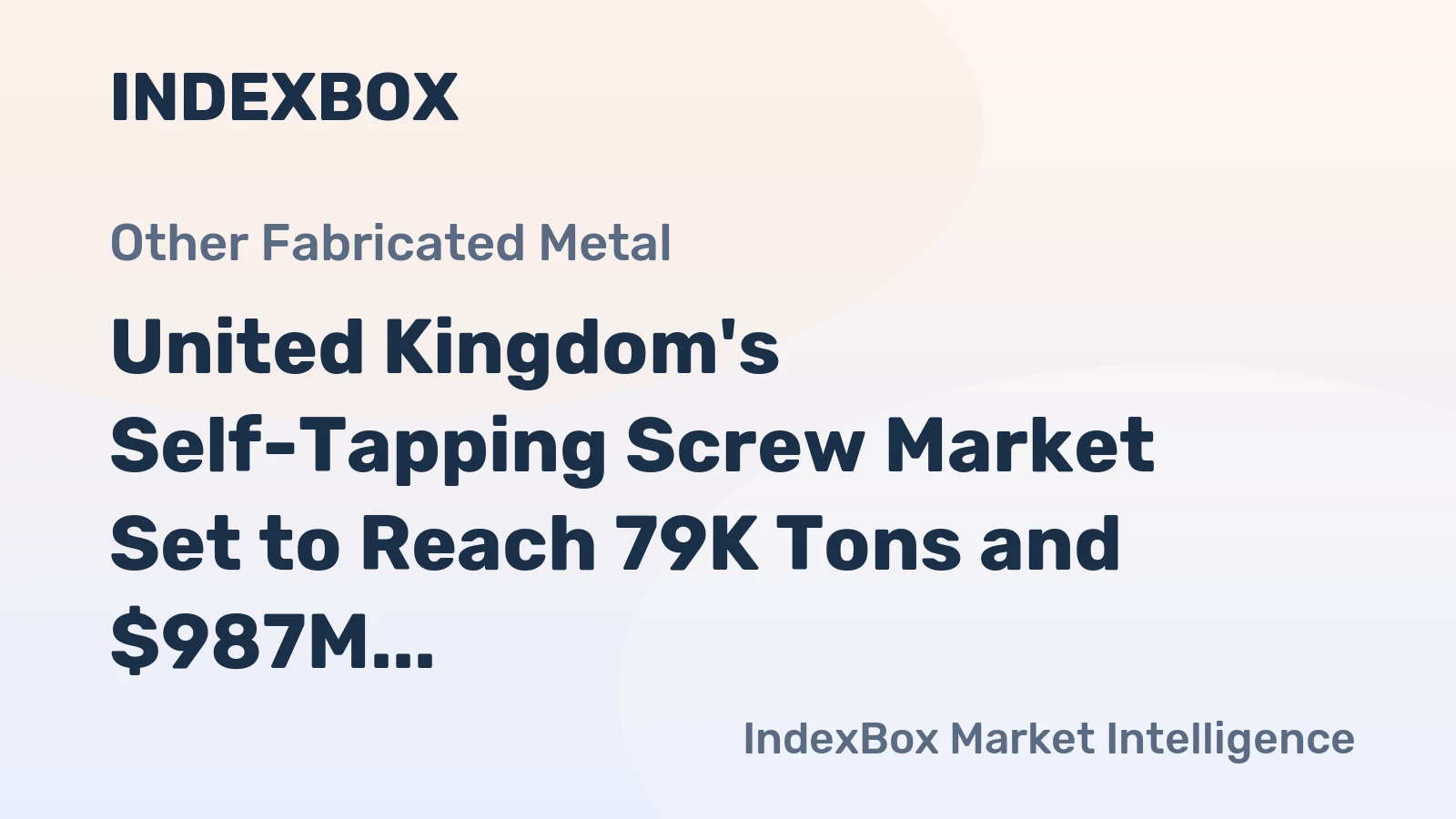 United Kingdom's Self-Tapping Screw Market Set to Reach 79K Tons and $987M in Value