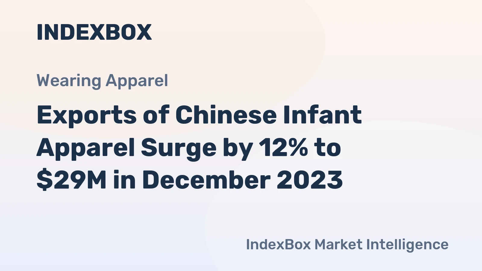 Exports of Chinese Infant Apparel Surge by 12% to $29M in December 2023