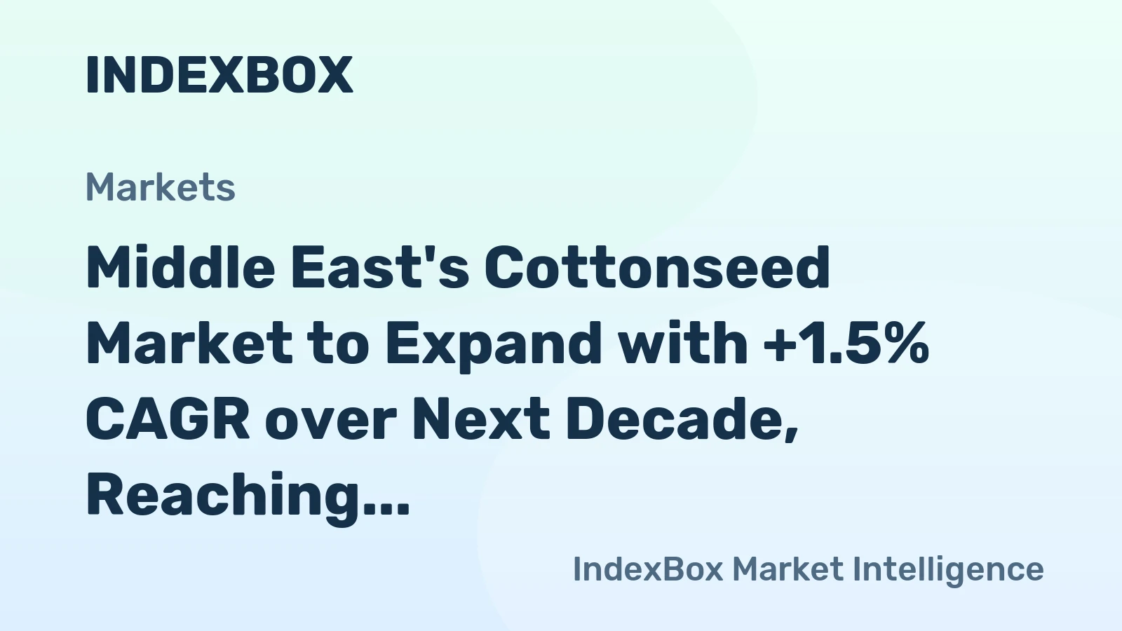 Middle East's Cottonseed Market to Expand with +1.5% CAGR over Next Decade, Reaching $4.8B by 2035