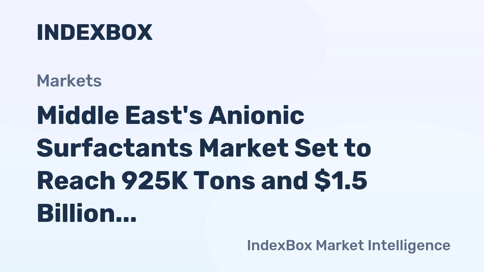Middle East's Anionic Surfactants Market Set to Reach 925K Tons and $1.5 Billion by 2035