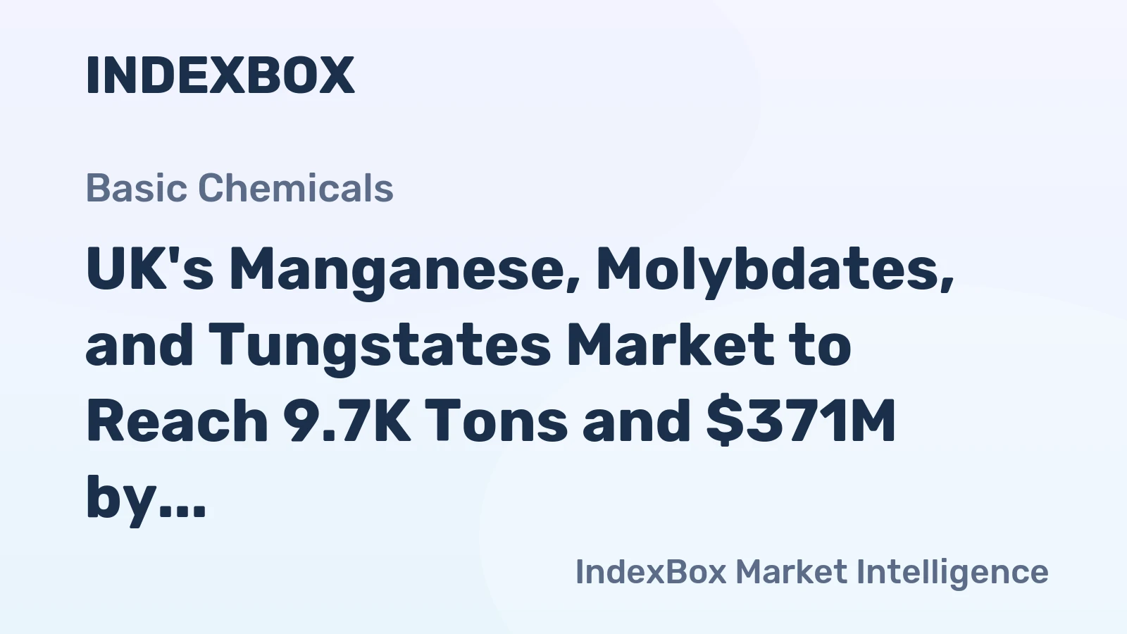 UK's Manganese, Molybdates, and Tungstates Market to Reach 9.7K Tons and $371M by 2035