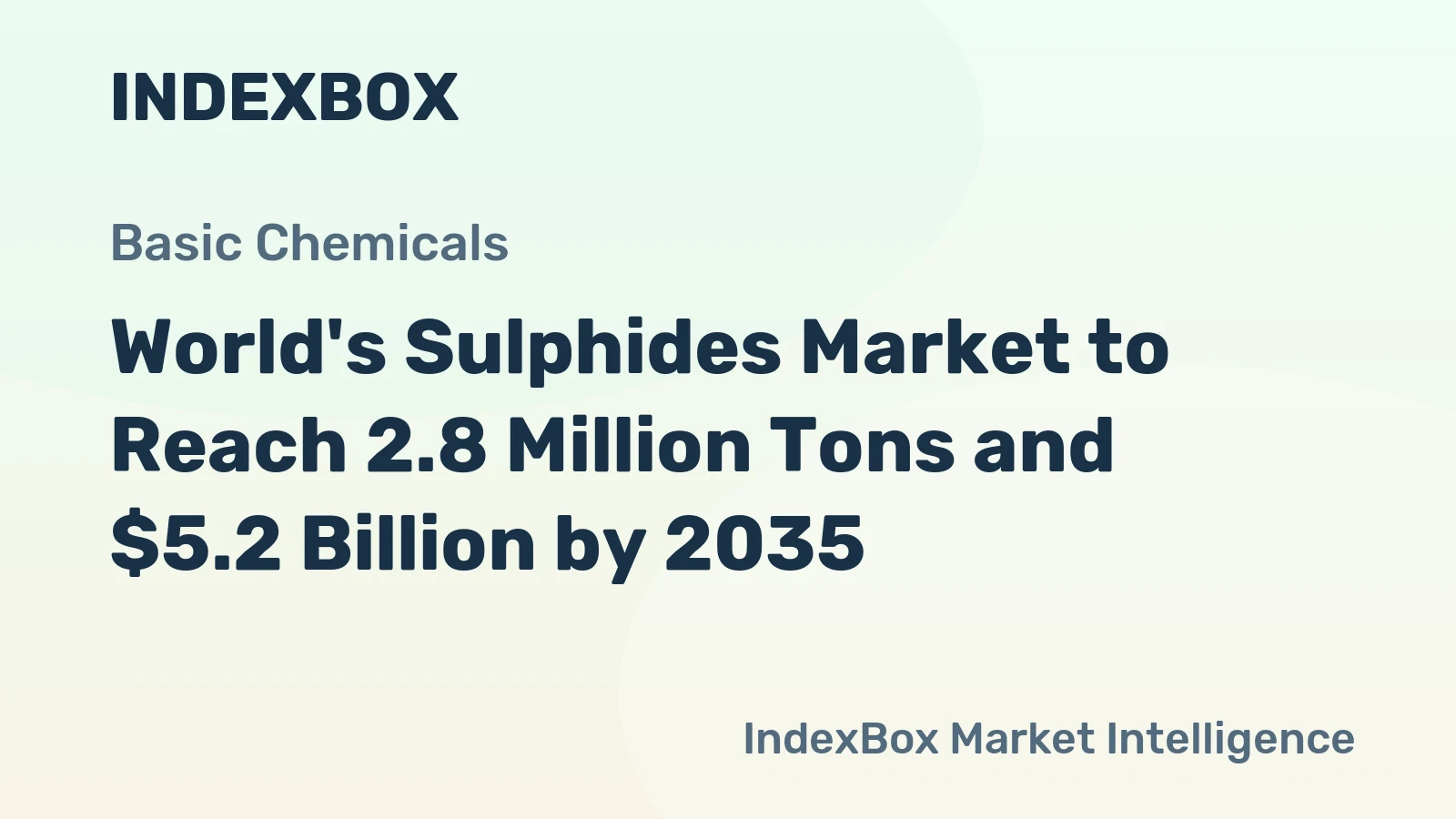 World's Sulphides Market to Reach 2.8 Million Tons and $5.2 Billion by 2035