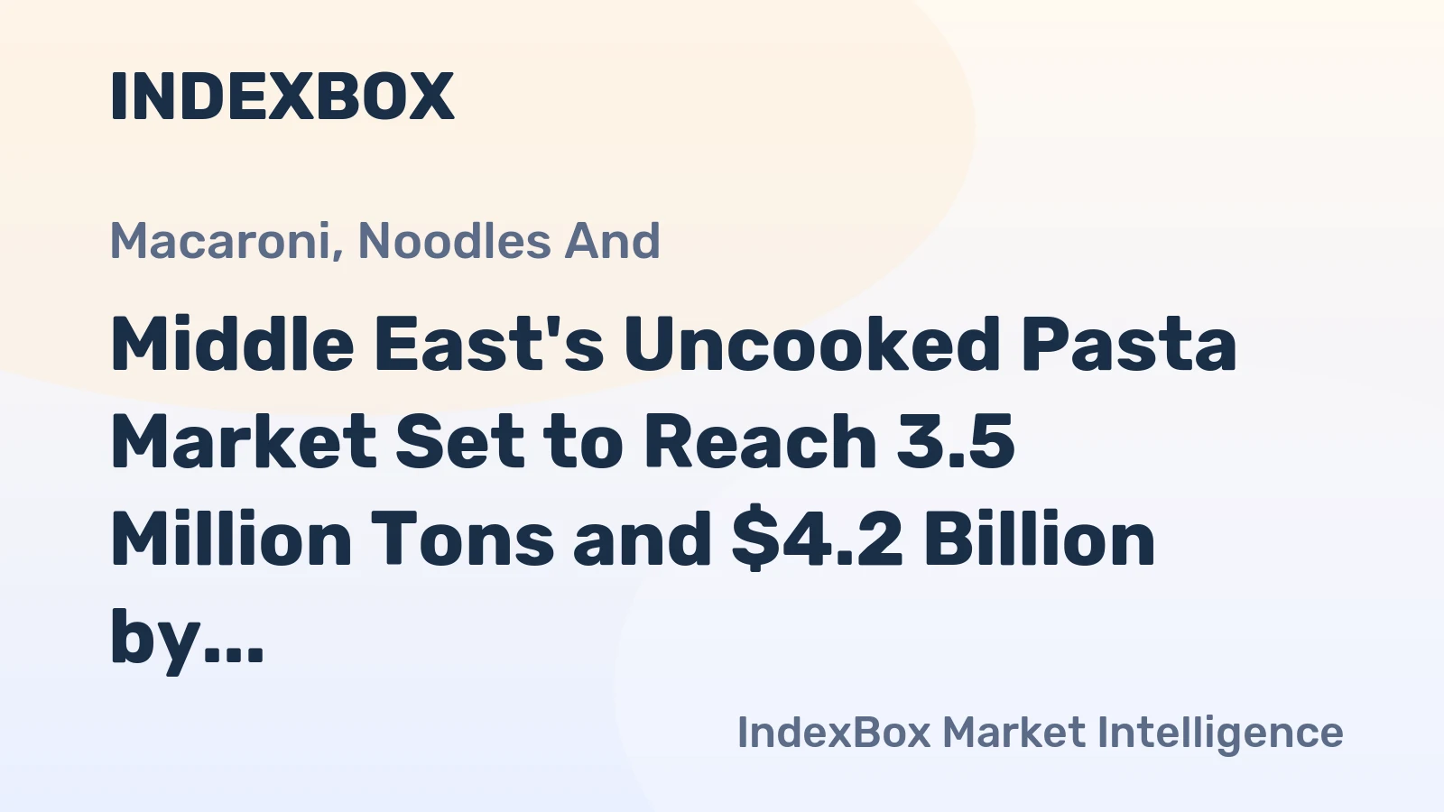 Middle East's Uncooked Pasta Market Set to Reach 3.5 Million Tons and $4.2 Billion by 2035