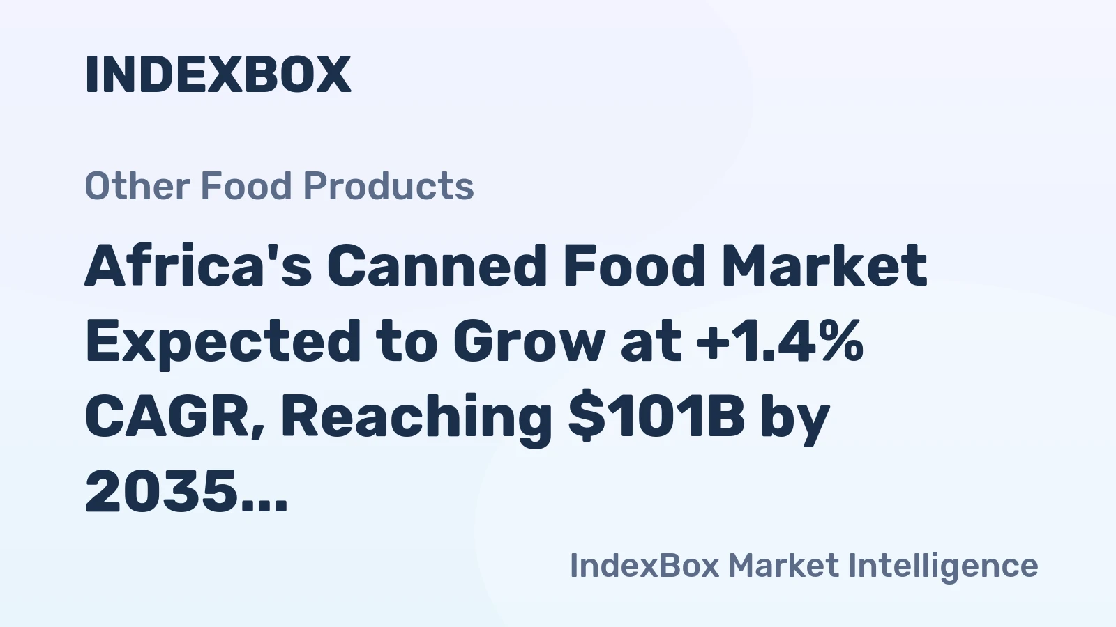 Africa's Canned Food Market Expected to Grow at +1.4% CAGR, Reaching $101B by 2035