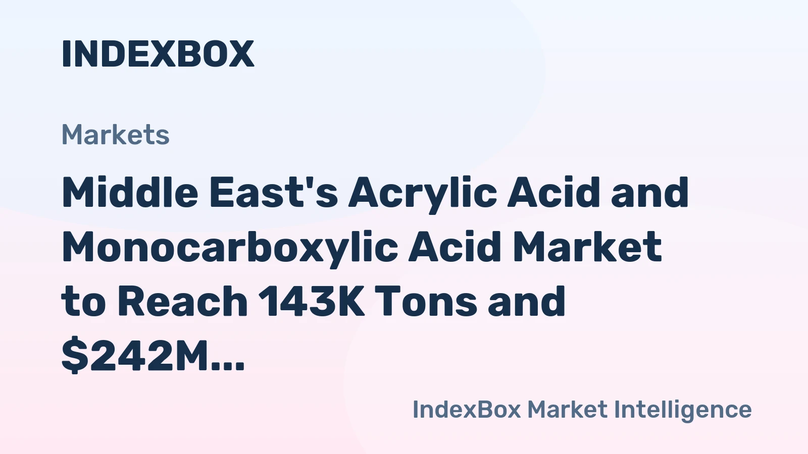 Middle East's Acrylic Acid and Monocarboxylic Acid Market to Reach 143K Tons and $242M by 2035