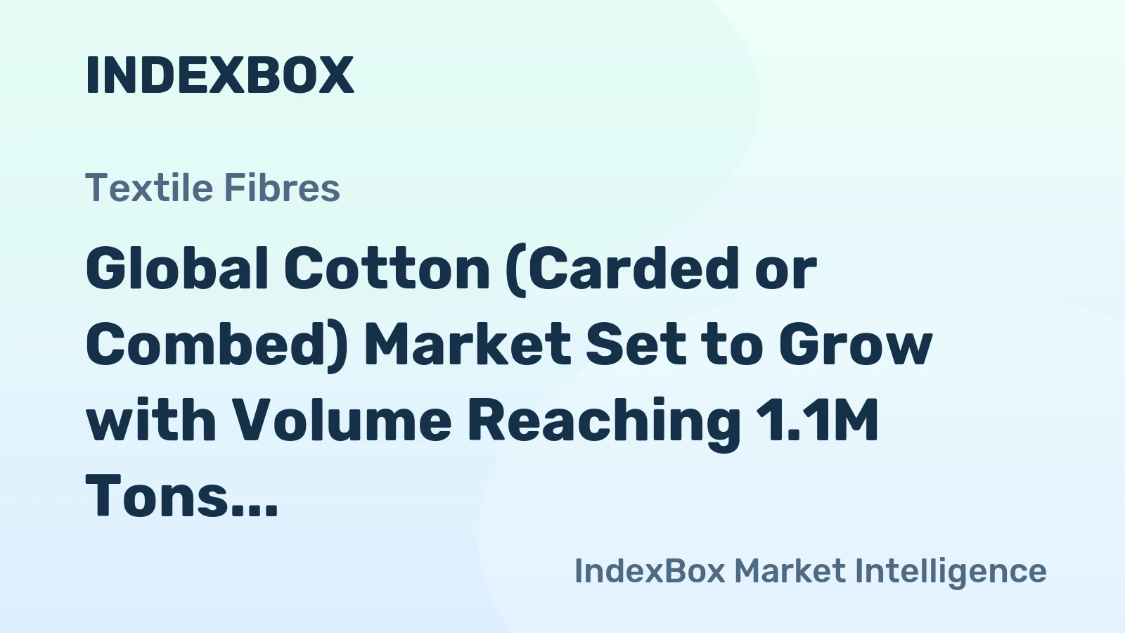 Global Cotton (Carded or Combed) Market Set to Grow with Volume Reaching 1.1M Tons and Value Reaching $3.1B by 2035