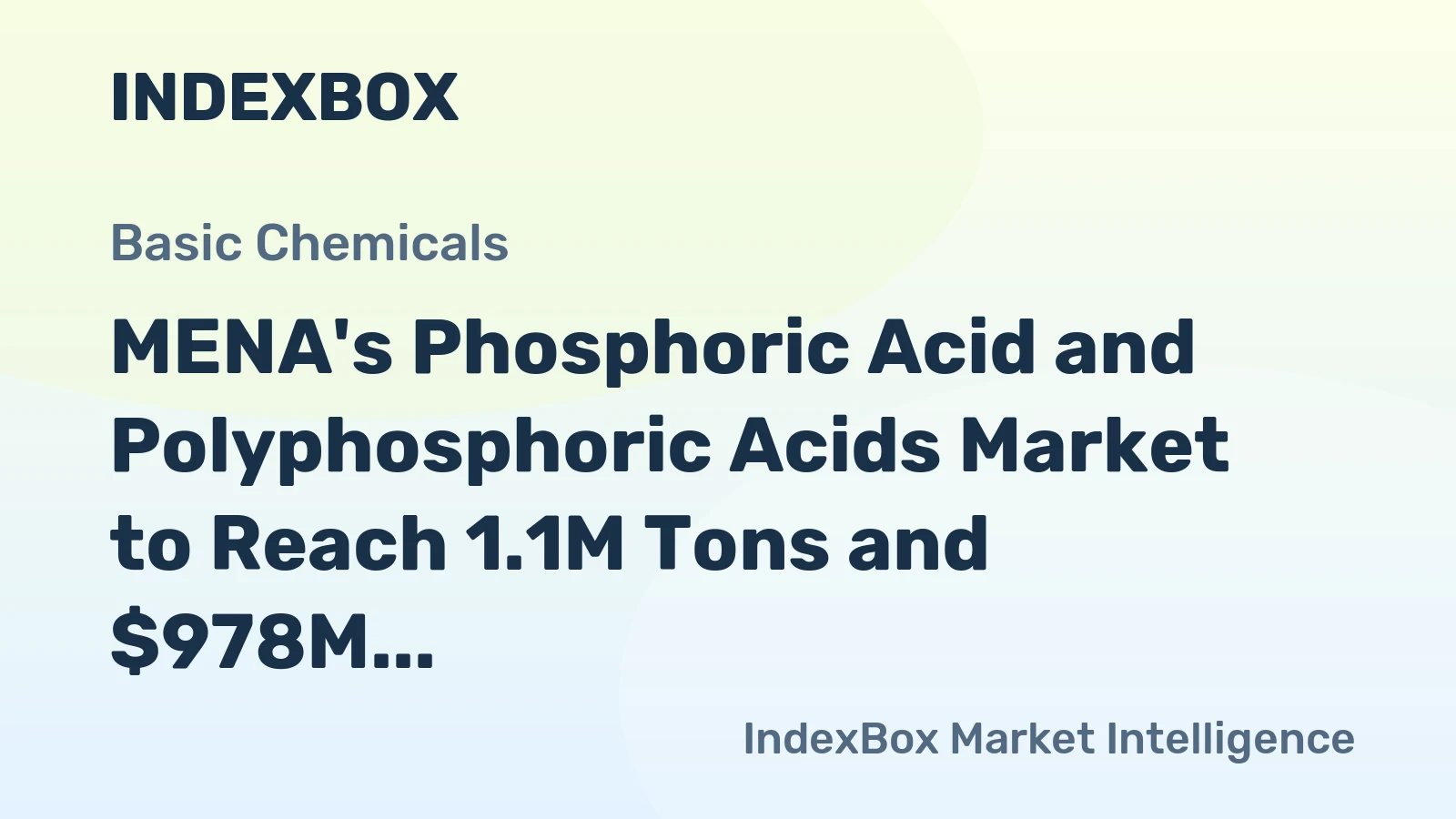 MENA's Phosphoric Acid and Polyphosphoric Acids Market to Reach 1.1M Tons and $978M by 2035, Driven by Increasing Demand