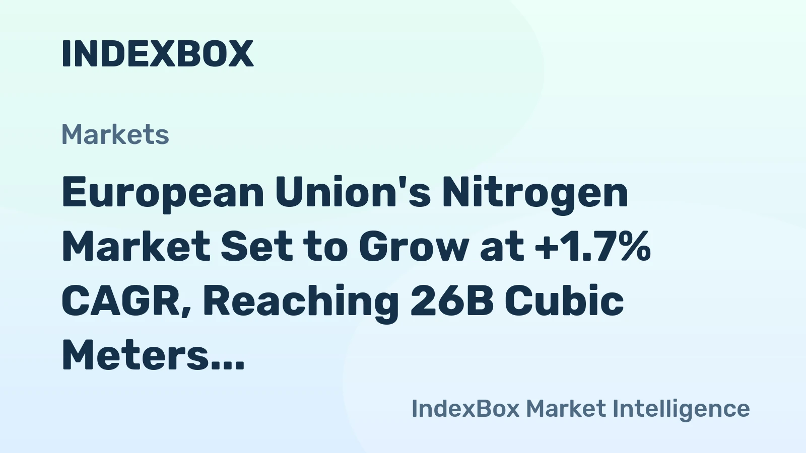 European Union's Nitrogen Market Set to Grow at +1.7% CAGR, Reaching 26B Cubic Meters in Volume and $4.4B in Value by 2035