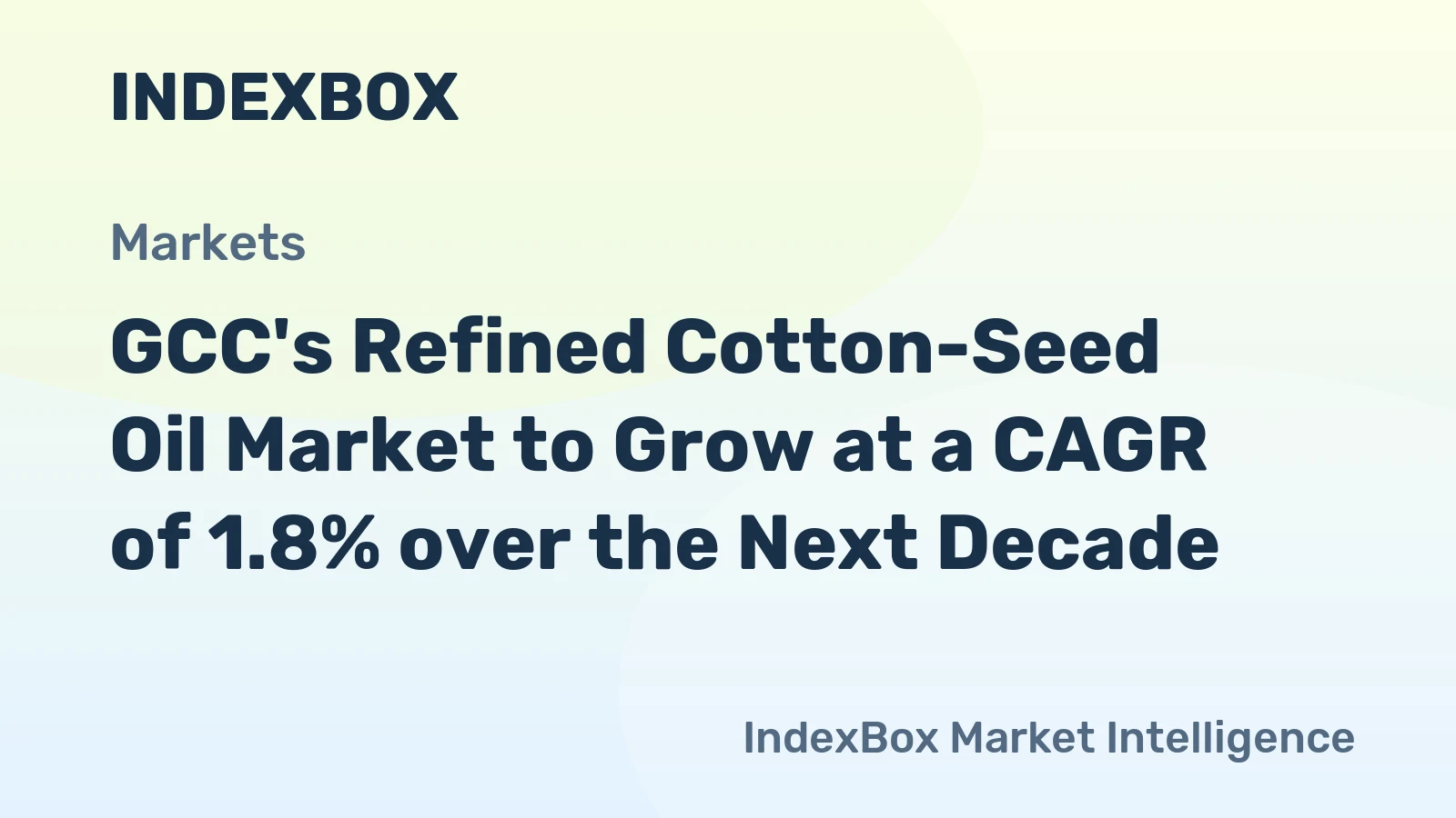 GCC's Refined Cotton-Seed Oil Market to Grow at a CAGR of 1.8% over the Next Decade