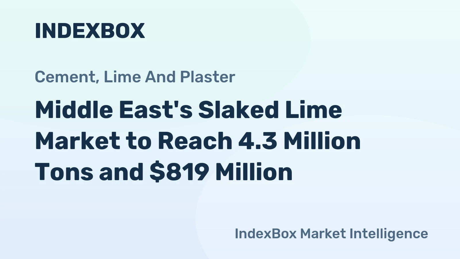 Middle East's Slaked Lime Market to Reach 4.3 Million Tons and $819 Million