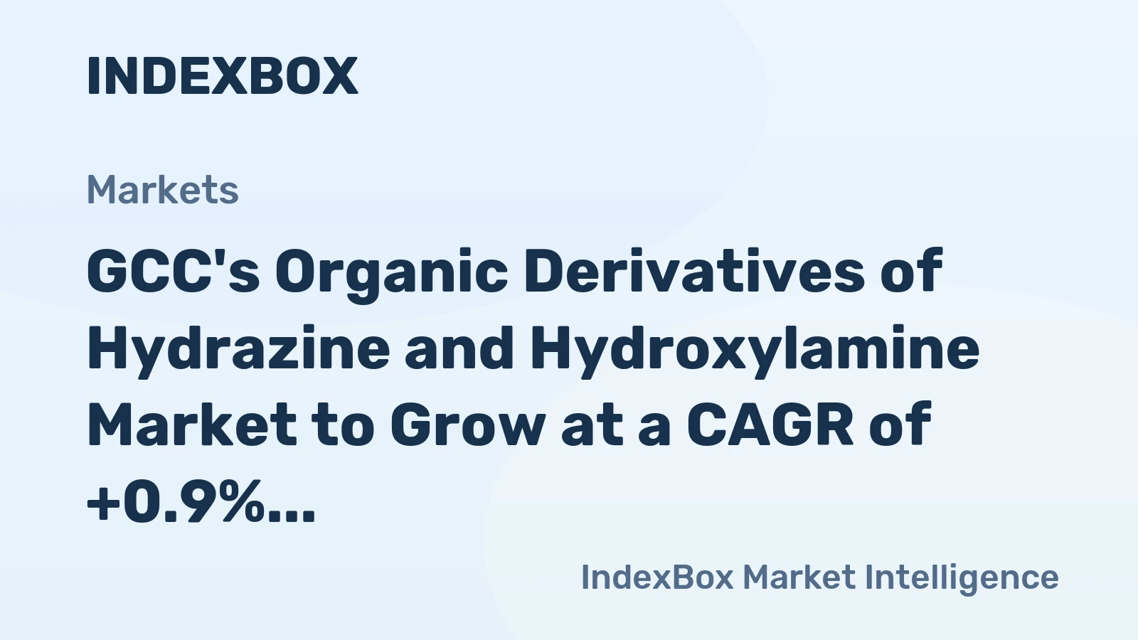 GCC's Organic Derivatives of Hydrazine and Hydroxylamine Market to Grow at a CAGR of +0.9% Over the Next Decade