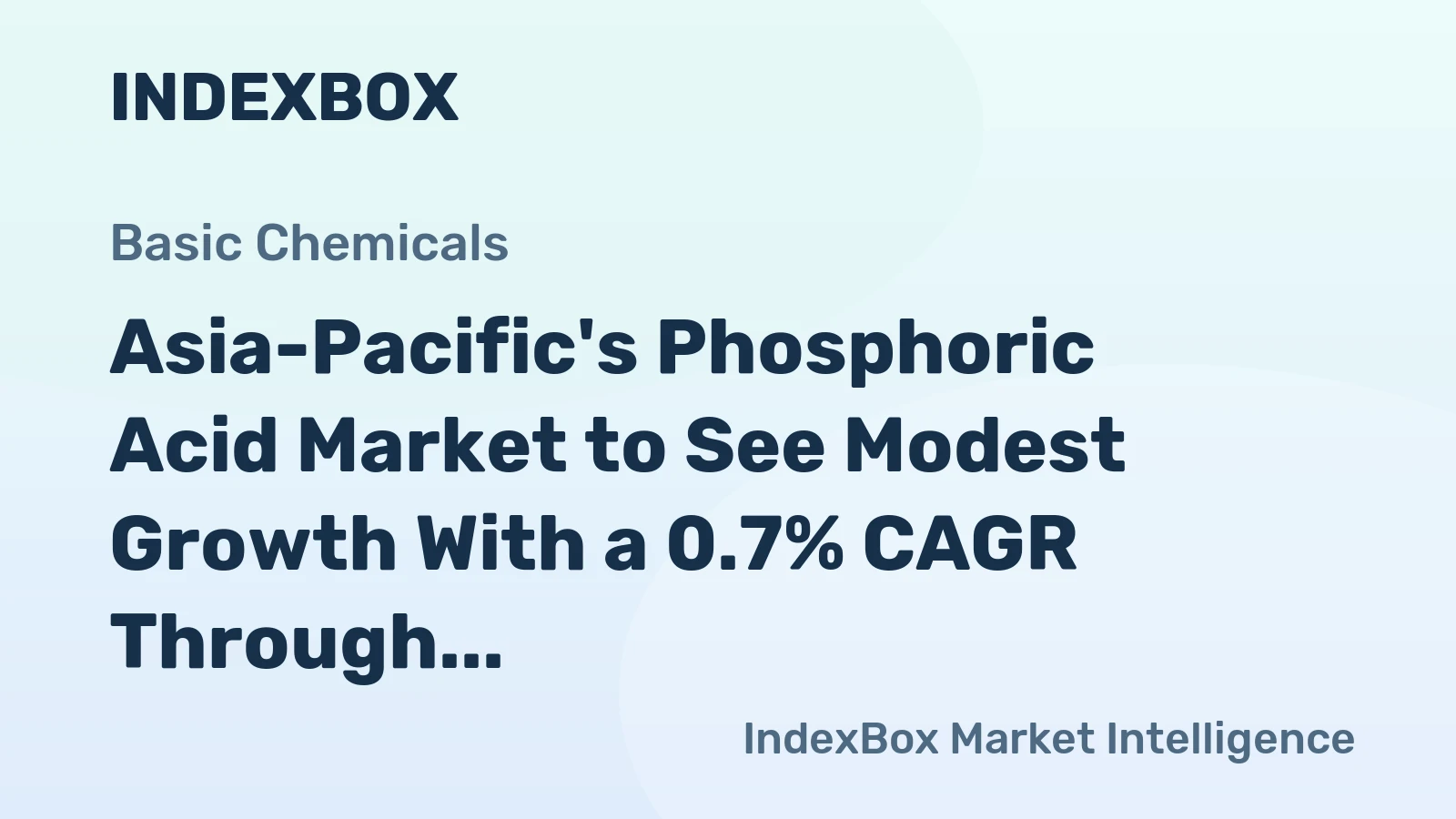 Asia-Pacific's Phosphoric Acid Market to See Modest Growth With a 0.7% CAGR Through 2035