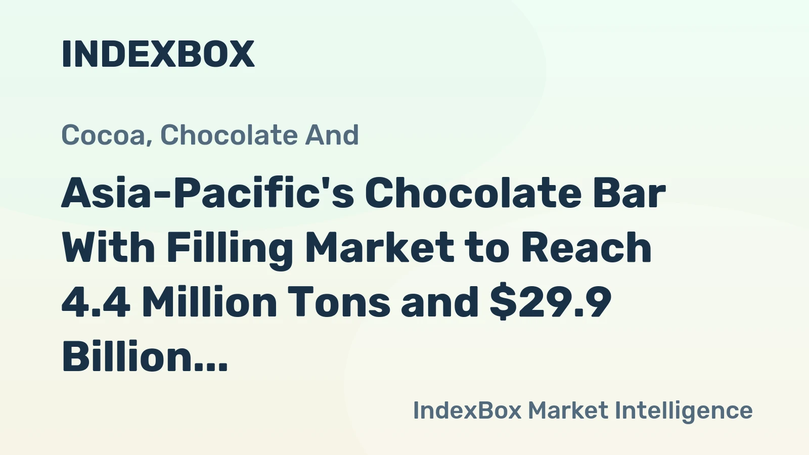 Asia-Pacific's Chocolate Bar With Filling Market to Reach 4.4 Million Tons and $29.9 Billion