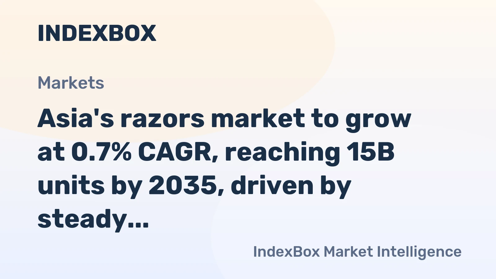 Asia's razors market to grow at 0.7% CAGR, reaching 15B units by 2035, driven by steady regional demand.