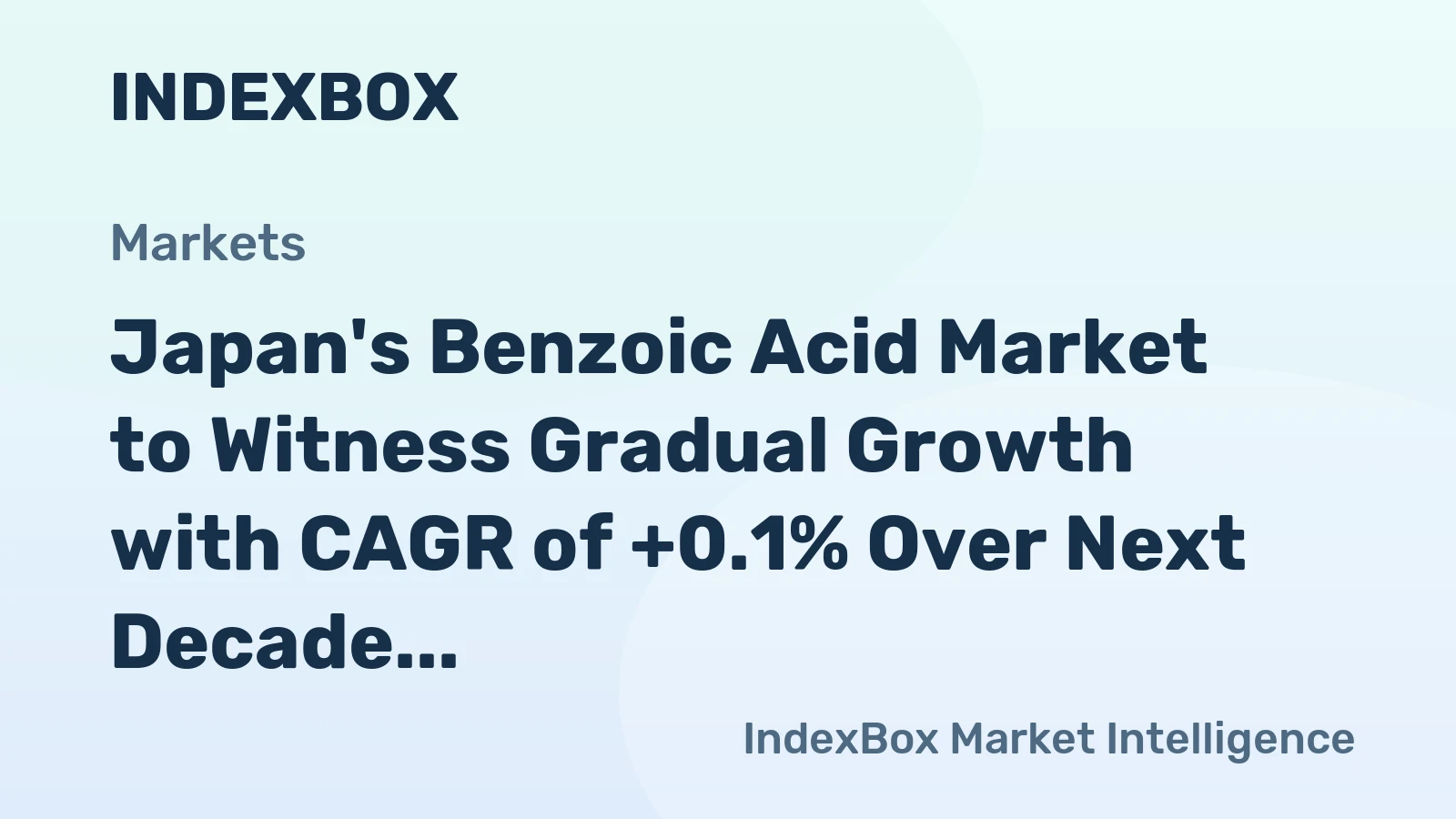 Japan's Benzoic Acid Market to Witness Gradual Growth with CAGR of +0.1% Over Next Decade