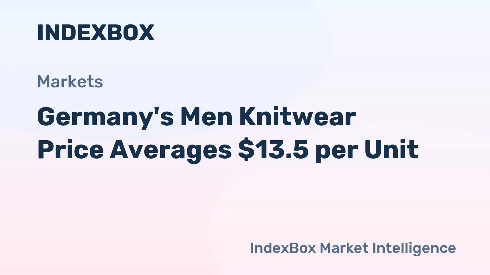 Germany's Men Knitwear Price Averages $13.5 per Unit