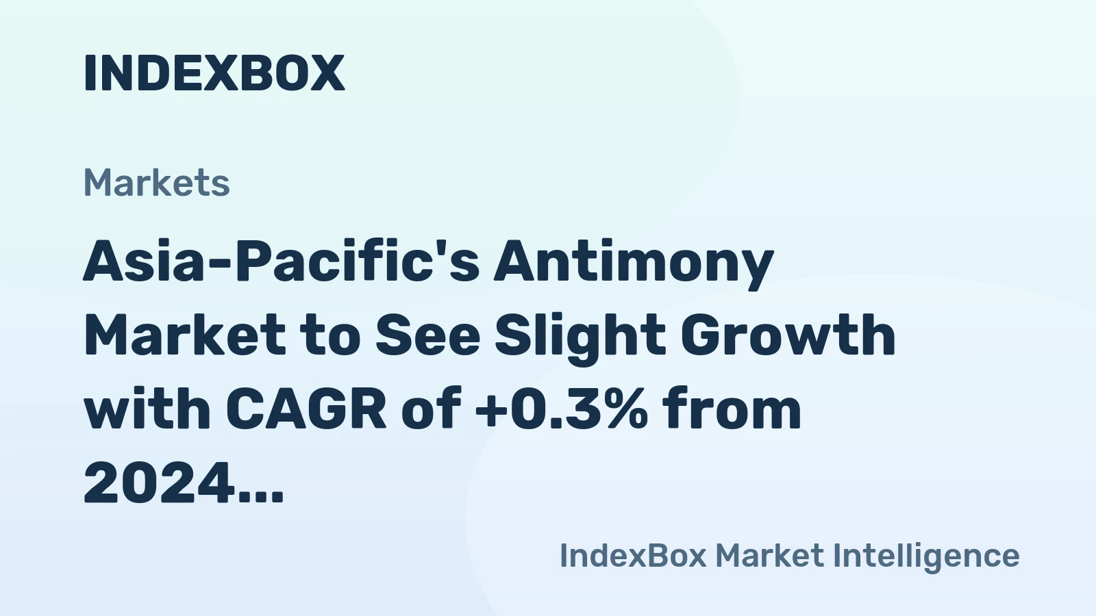 Asia-Pacific's Antimony Market to See Slight Growth with CAGR of +0.3% from 2024 to 2035