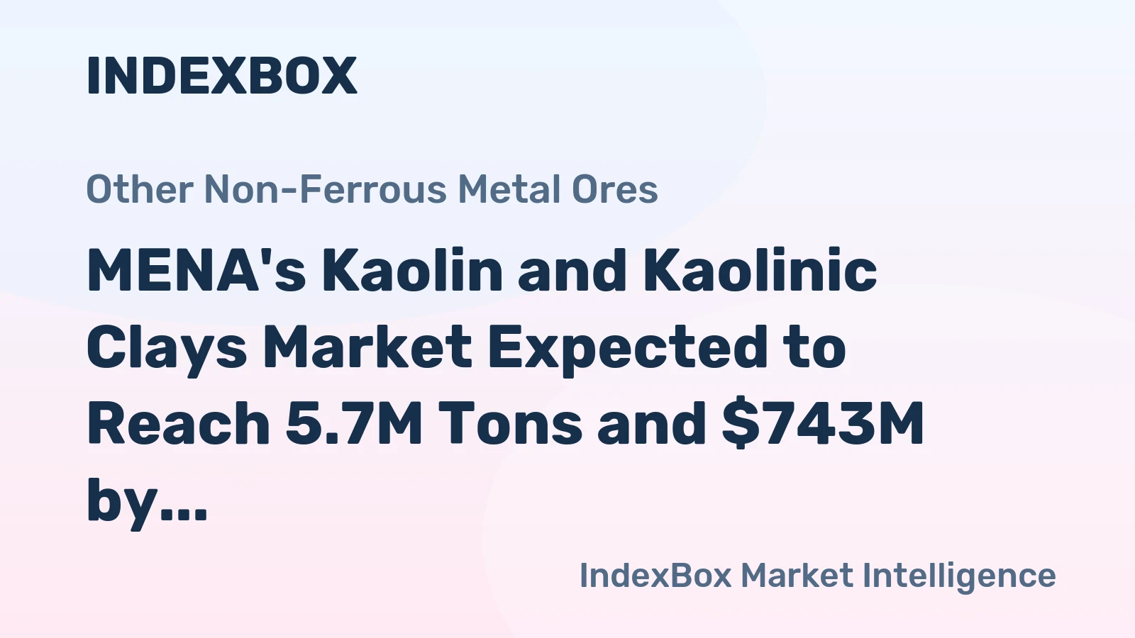 MENA's Kaolin and Kaolinic Clays Market Expected to Reach 5.7M Tons and $743M by 2035