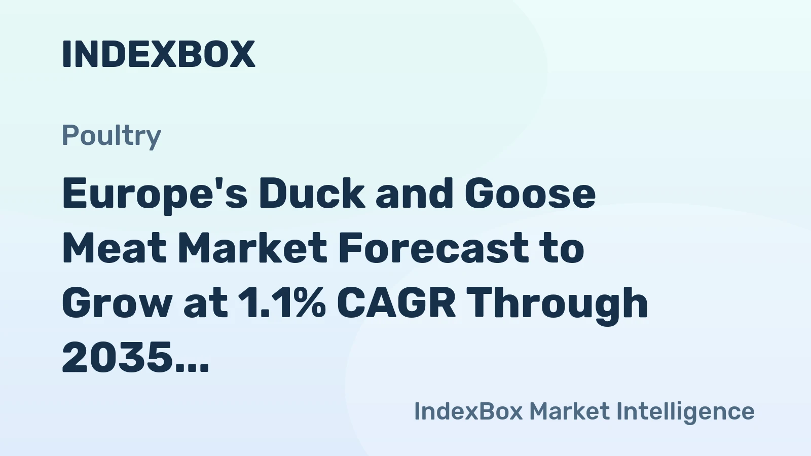 Europe's Duck and Goose Meat Market Forecast to Grow at 1.1% CAGR Through 2035