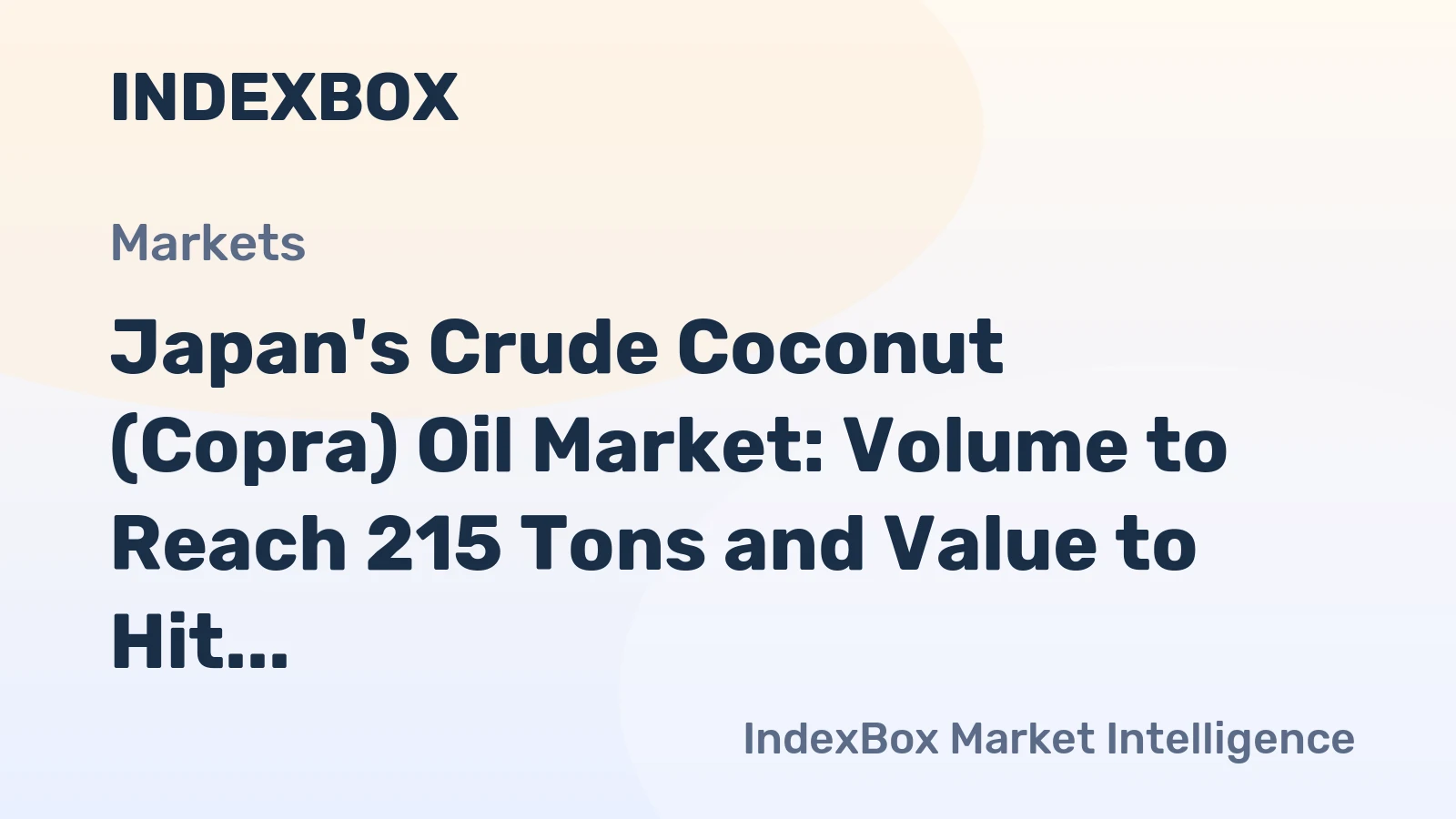 Japan's Crude Coconut (Copra) Oil Market: Volume to Reach 215 Tons and Value to Hit $1.3M by 2035