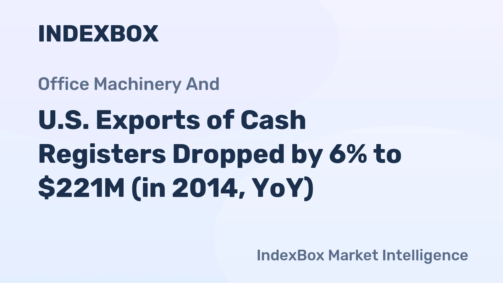 U.S. Exports of Cash Registers Dropped by 6% to $221M (in 2014, YoY)