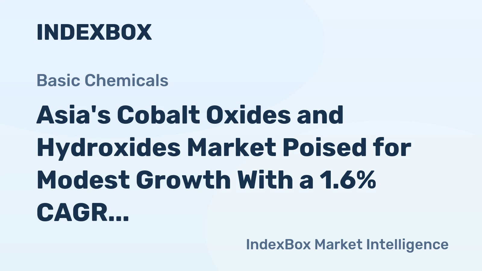 Asia's Cobalt Oxides and Hydroxides Market Poised for Modest Growth With a 1.6% CAGR in Value