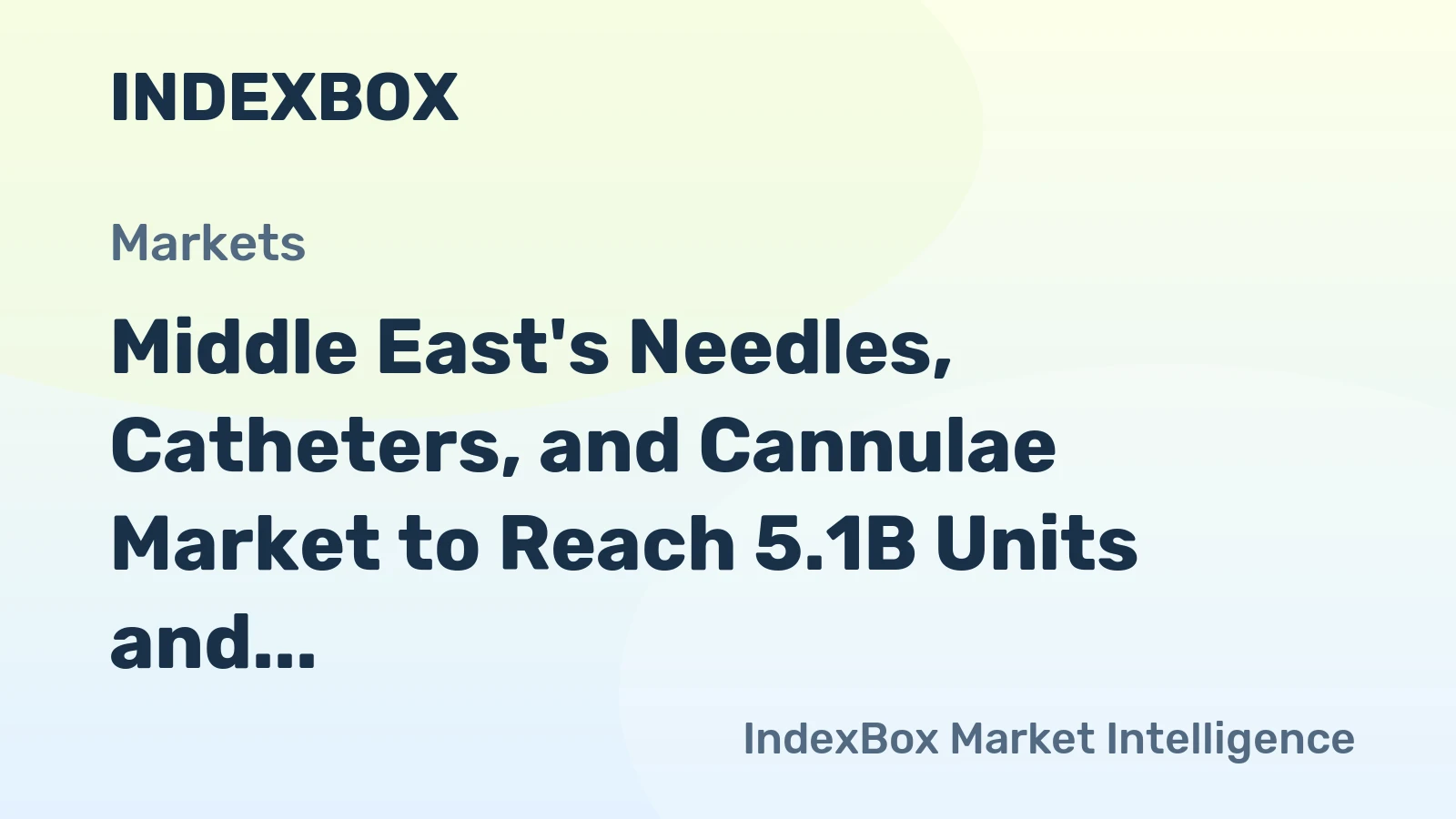 Middle East's Needles, Catheters, and Cannulae Market to Reach 5.1B Units and $2.1B by 2035