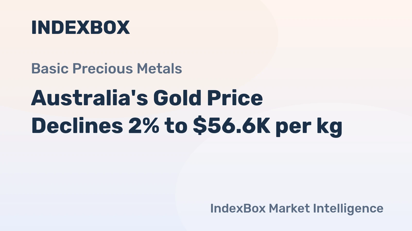 Australia's Gold Price Declines 2% to $56.6K per kg