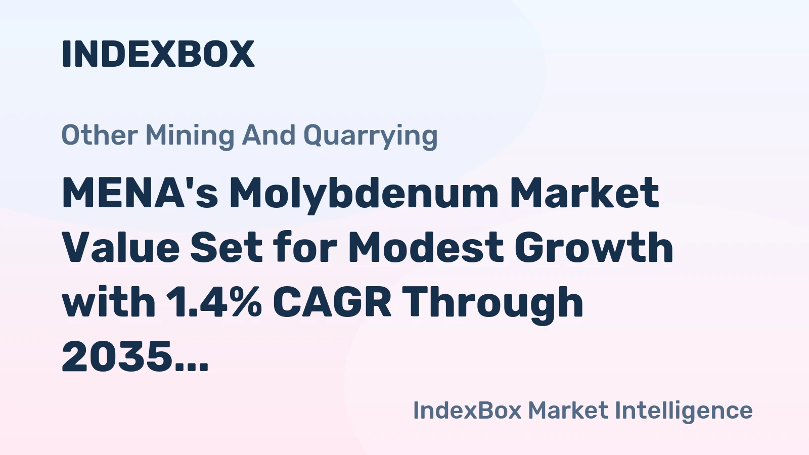 MENA's Molybdenum Market Value Set for Modest Growth with 1.4% CAGR Through 2035