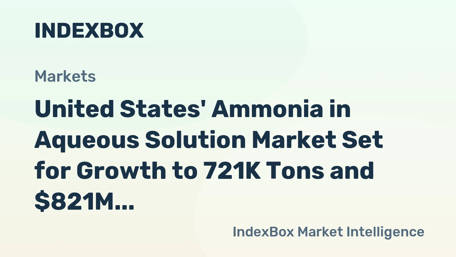 United States' Ammonia in Aqueous Solution Market Set for Growth to 721K Tons and $821M
