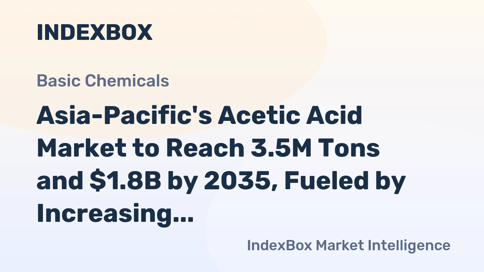Asia-Pacific's Acetic Acid Market to Reach 3.5M Tons and $1.8B by 2035, Fueled by Increasing Demand