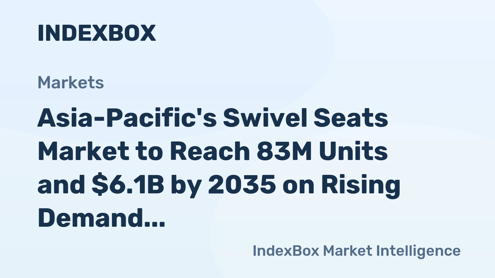 Asia-Pacific's Swivel Seats Market to Reach 83M Units and $6.1B by 2035 on Rising Demand