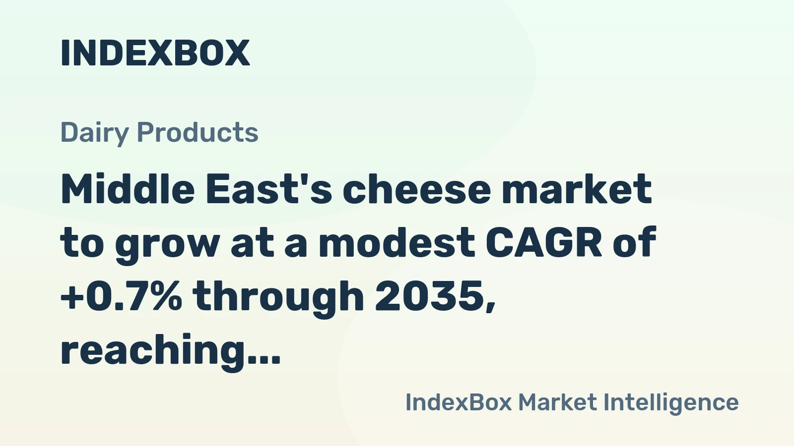 Middle East's cheese market to grow at a modest CAGR of +0.7% through 2035, reaching 2.2M tons, driven by rising regional demand.