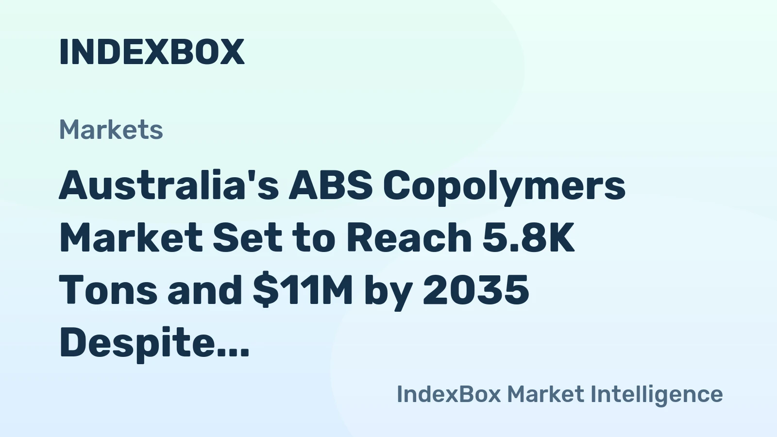 Australia's ABS Copolymers Market Set to Reach 5.8K Tons and $11M by 2035 Despite Recent Contraction