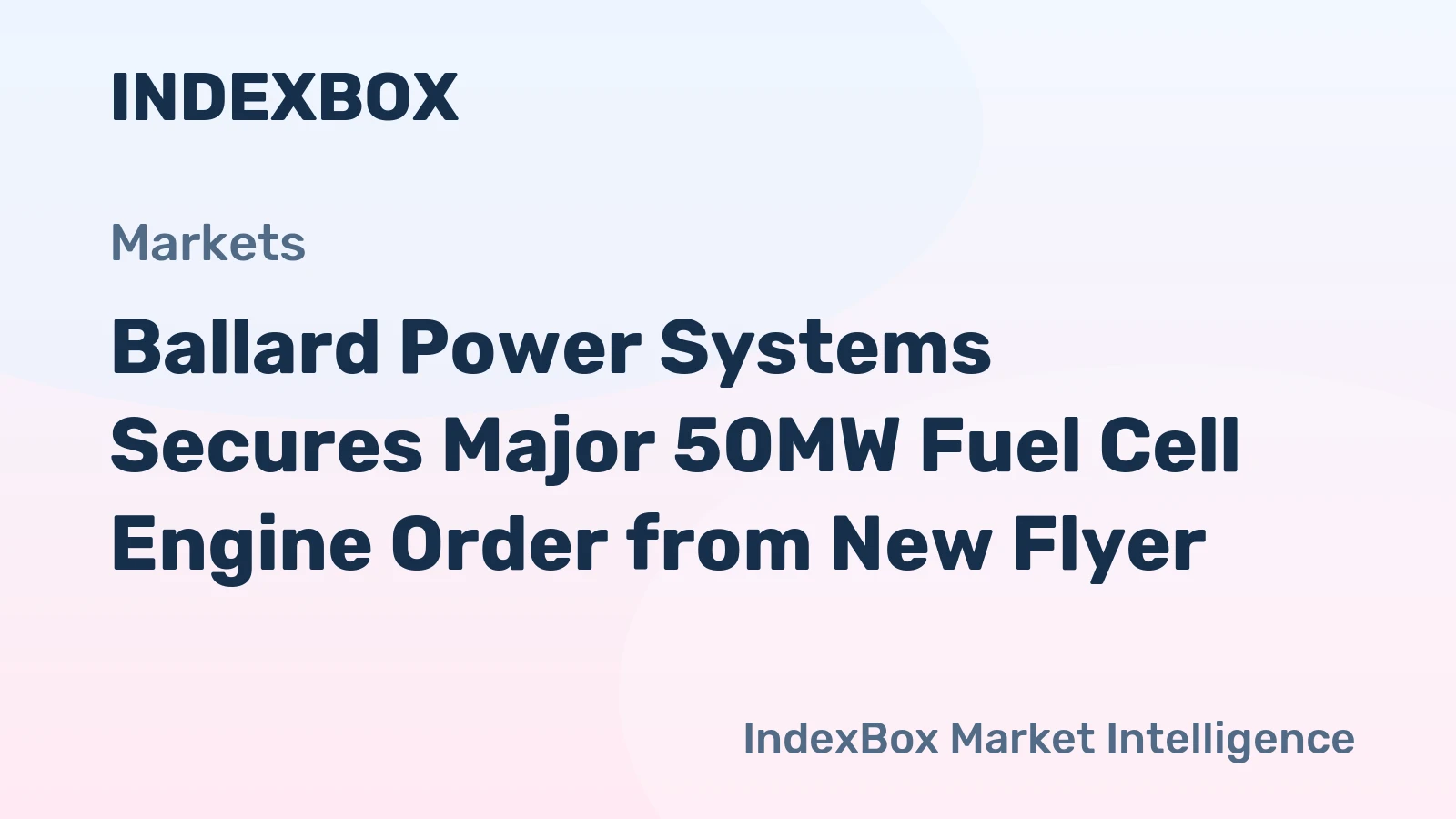 Ballard Power Systems Secures Major 50MW Fuel Cell Engine Order from New Flyer