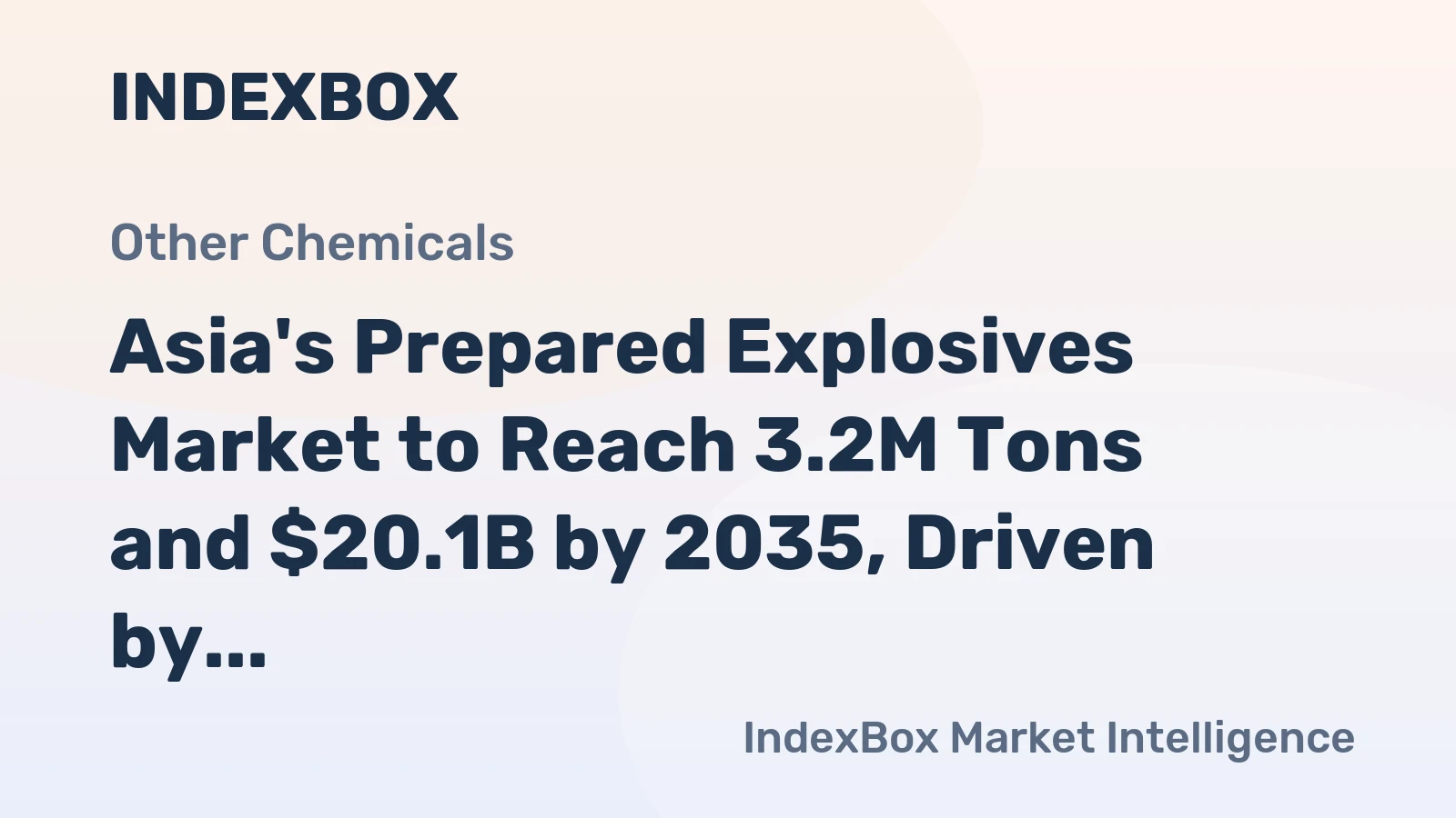 Asia's Prepared Explosives Market to Reach 3.2M Tons and $20.1B by 2035, Driven by Increasing Demand